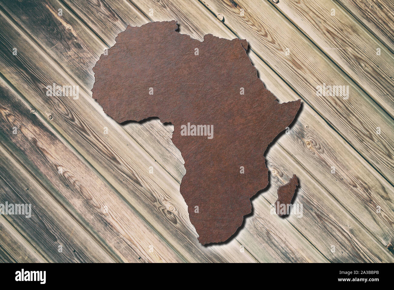 3d rendering of a textured Africa map over a wooden surface Stock Photo ...