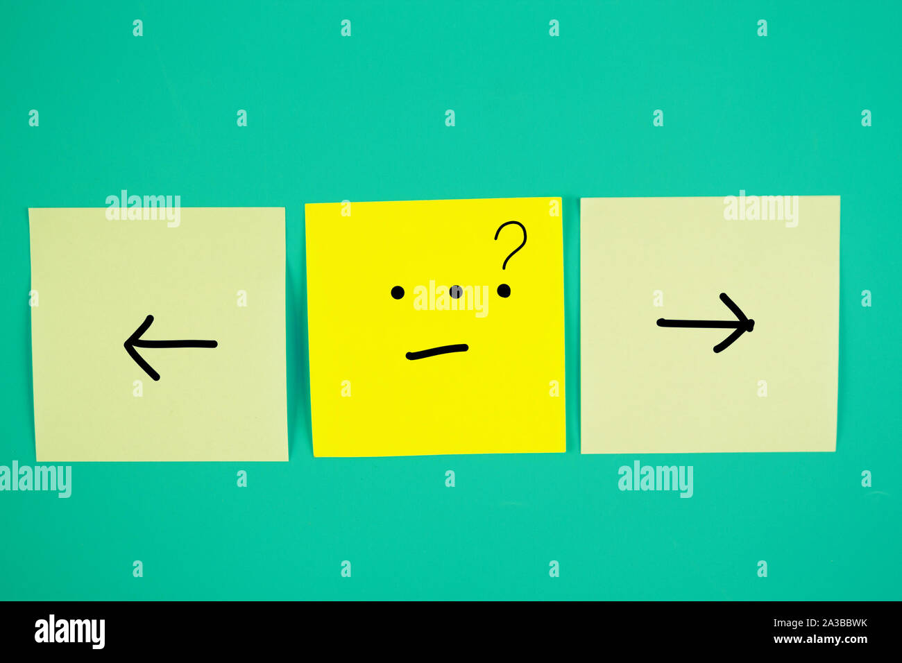 Choosing way concept. Smiley and arrows in different directions Stock ...