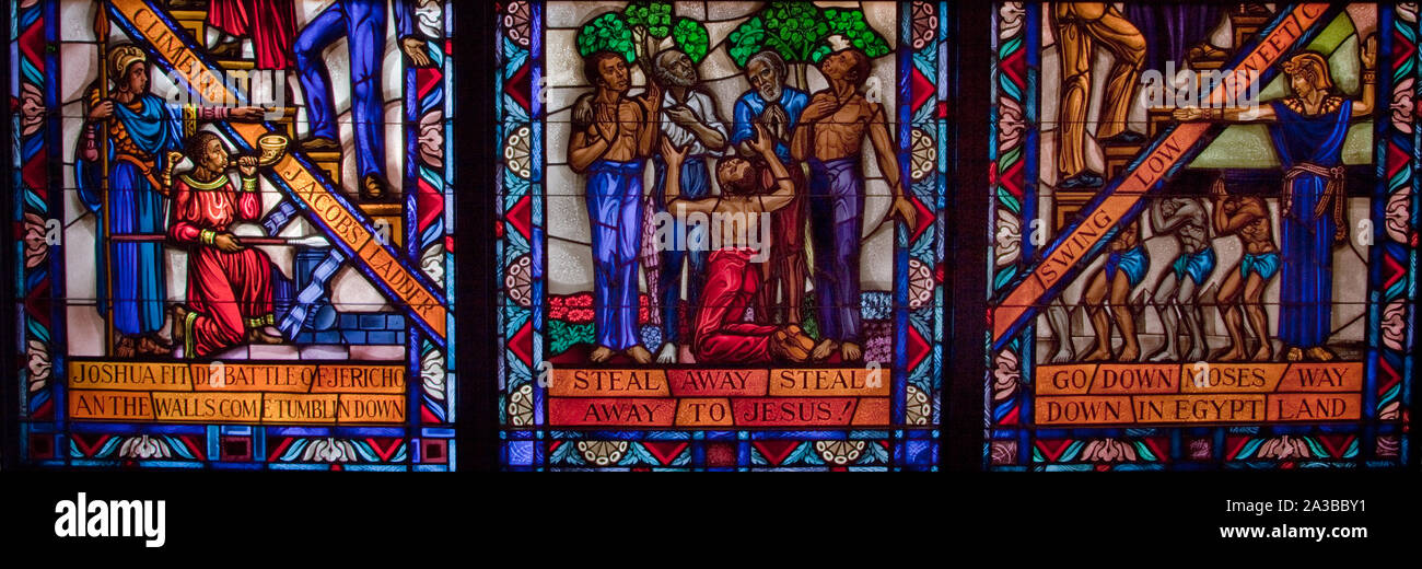 Singing Windows stained glass, designed by J&R Lamb, located in the ...