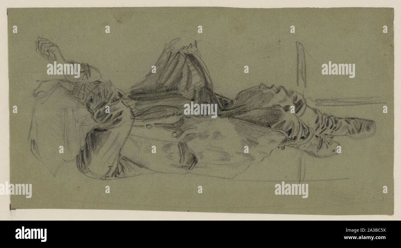 Single reclining figure with cloth over face Stock Photo - Alamy