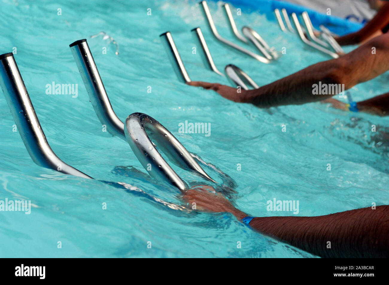 rimini, fitness fair, spinning, swimming pool Stock Photo - Alamy