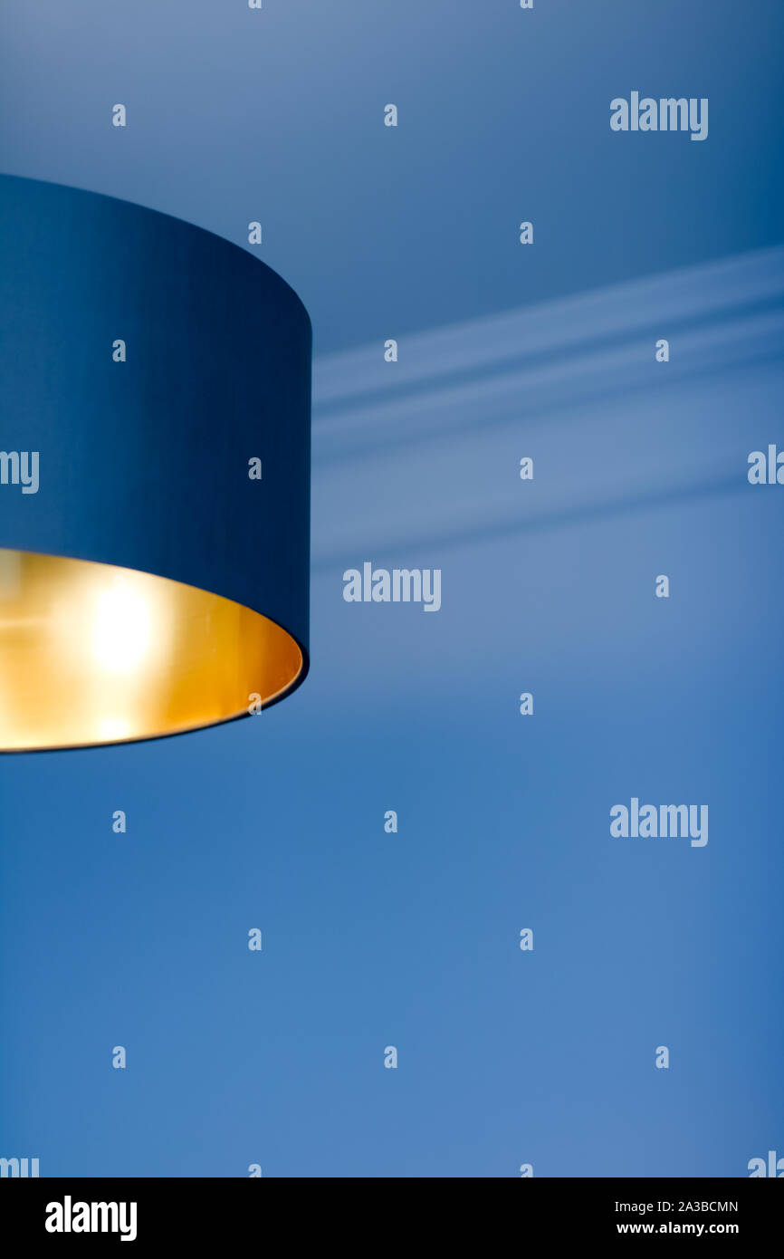 Interior design, indoor lamps and electricity concept - Golden lamp in ...
