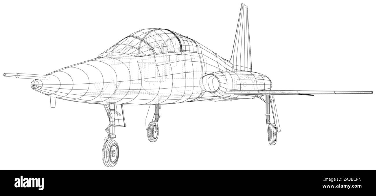 Airplane blueprint. Outline aircraft on white background. Created ...