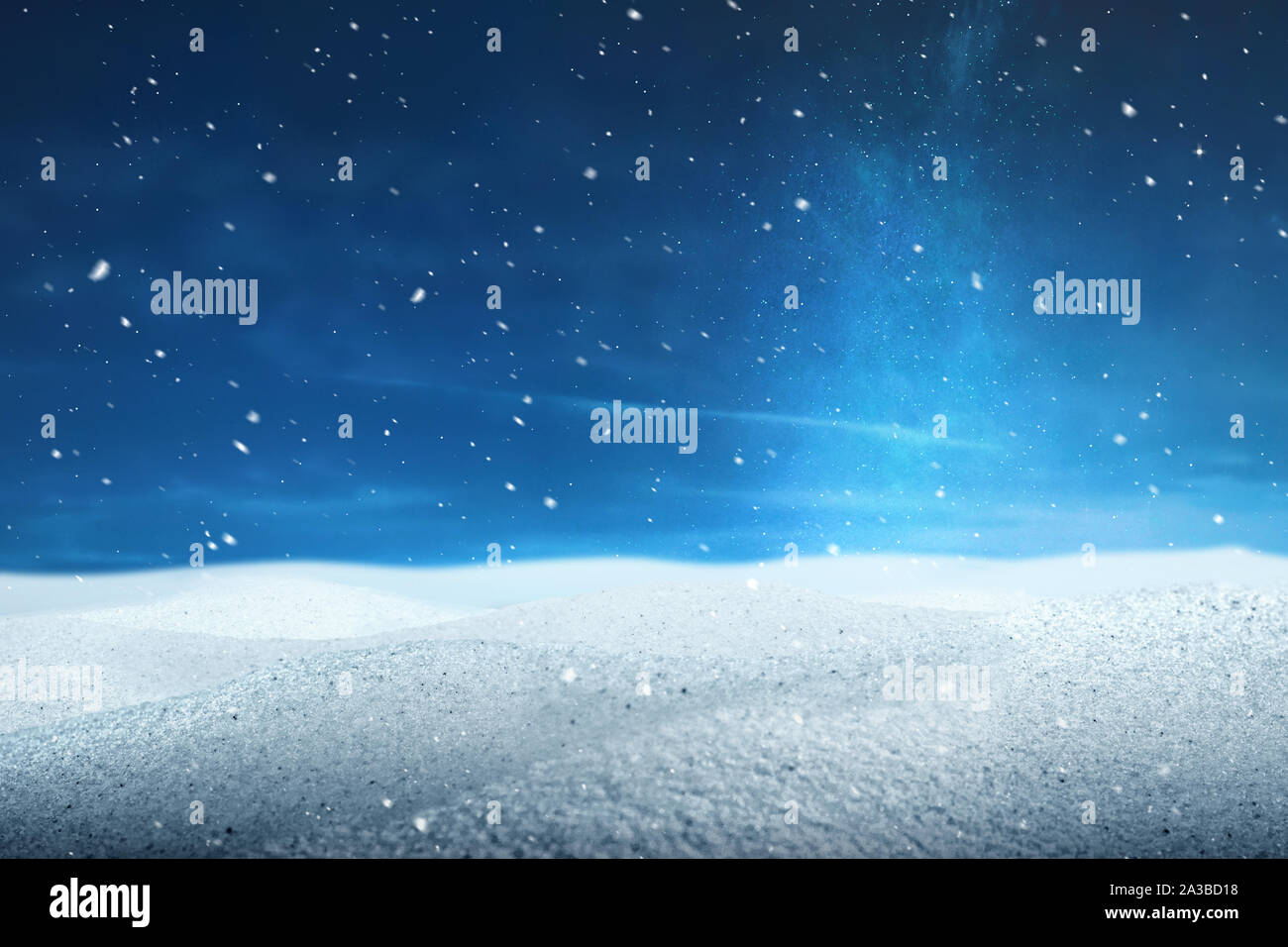 Snowfall on winter at night scene background Stock Photo - Alamy