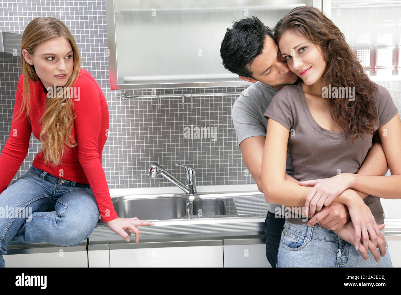 woman and couple, jealousy Stock Photo - Alamy