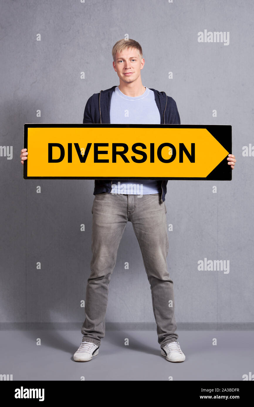 Diversion and road sign hi-res stock photography and images - Alamy