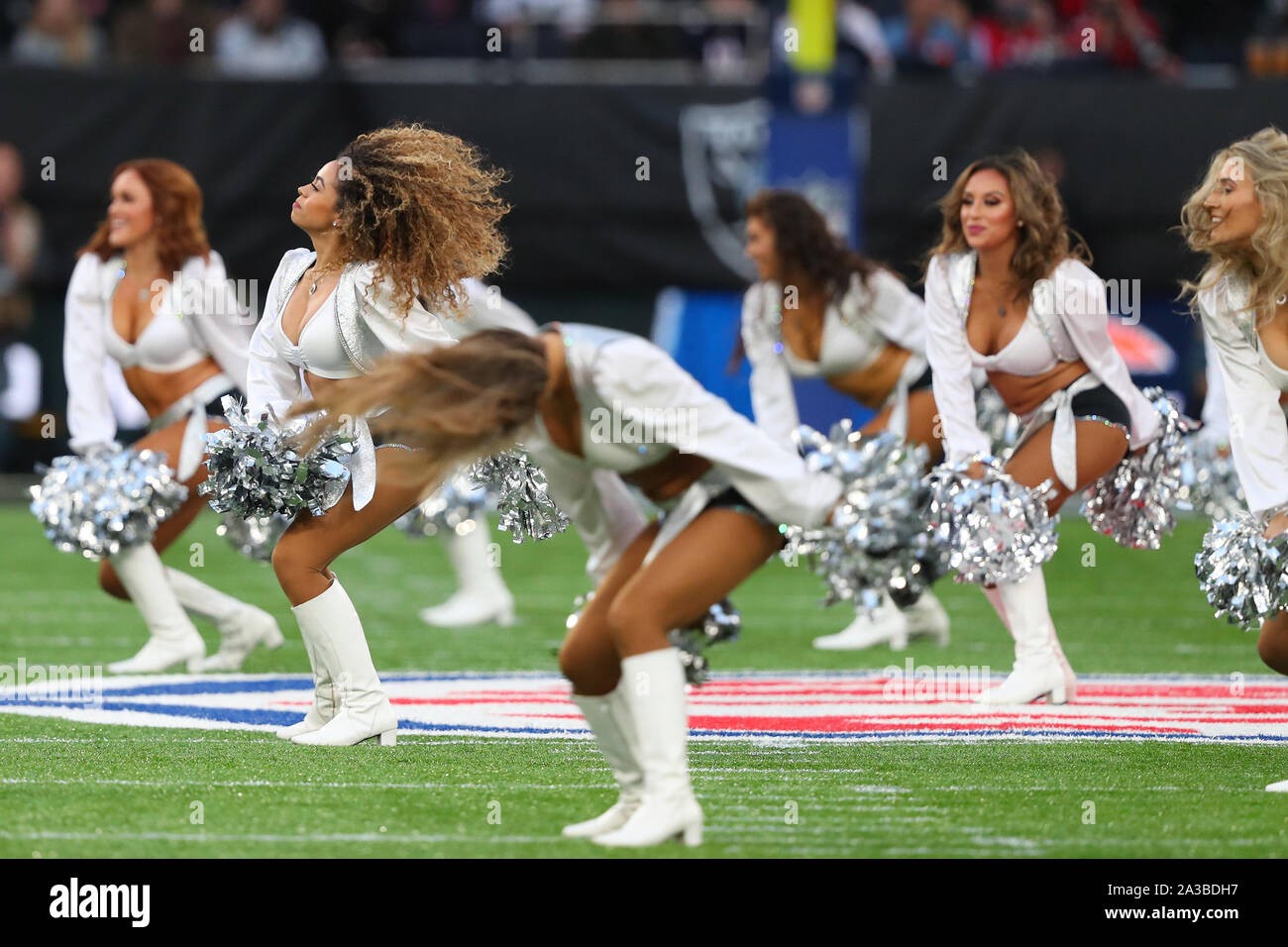 LONDON, ENGLAND - OCTOBER 06 2019: Cheerleaders perform during the NFL ...