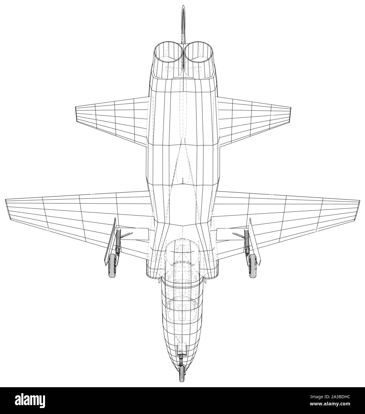 Airplane blueprint. Outline aircraft on white background. Created ...