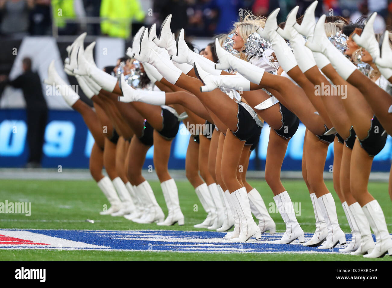 LONDON, ENGLAND - OCTOBER 06 2019: Cheerleaders perform during the NFL ...