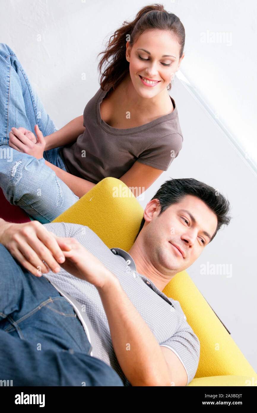 couple, living room Stock Photo - Alamy