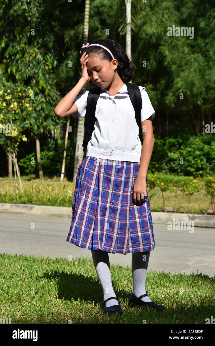 An An Anxious School Girl Stock Photo - Alamy