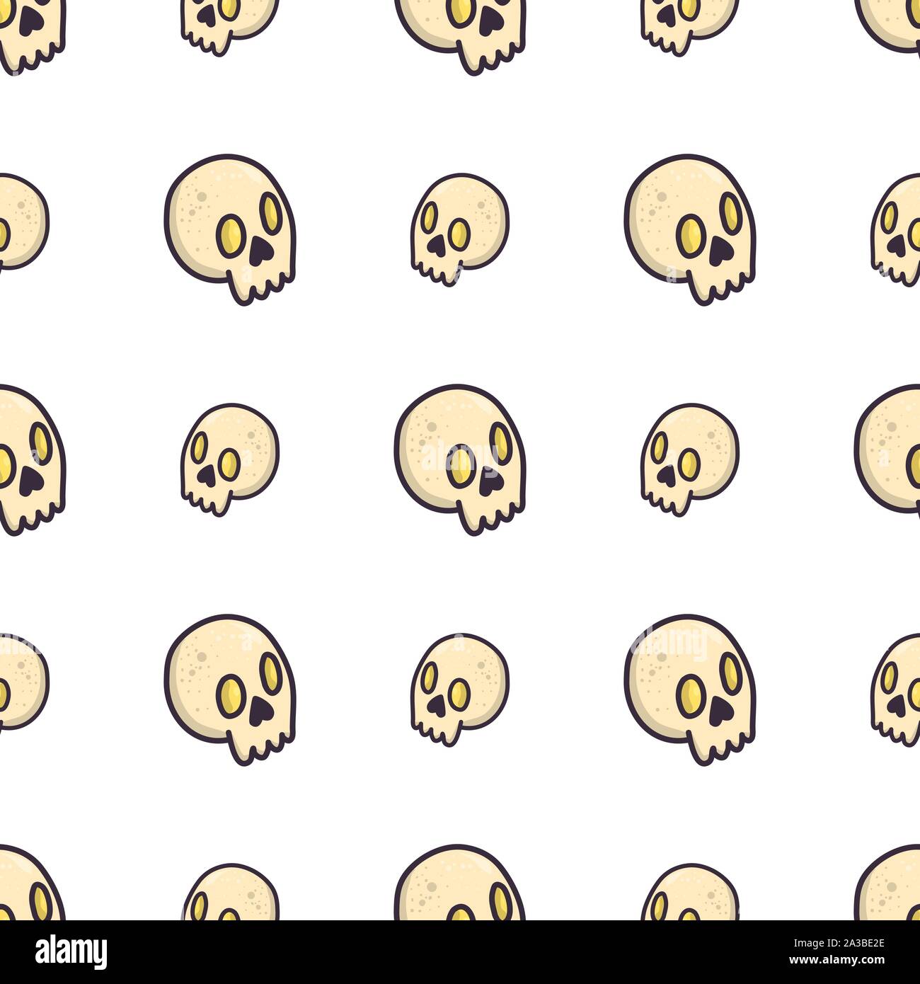 Skull with yellow light from eyes halloween seamless pattern for ...