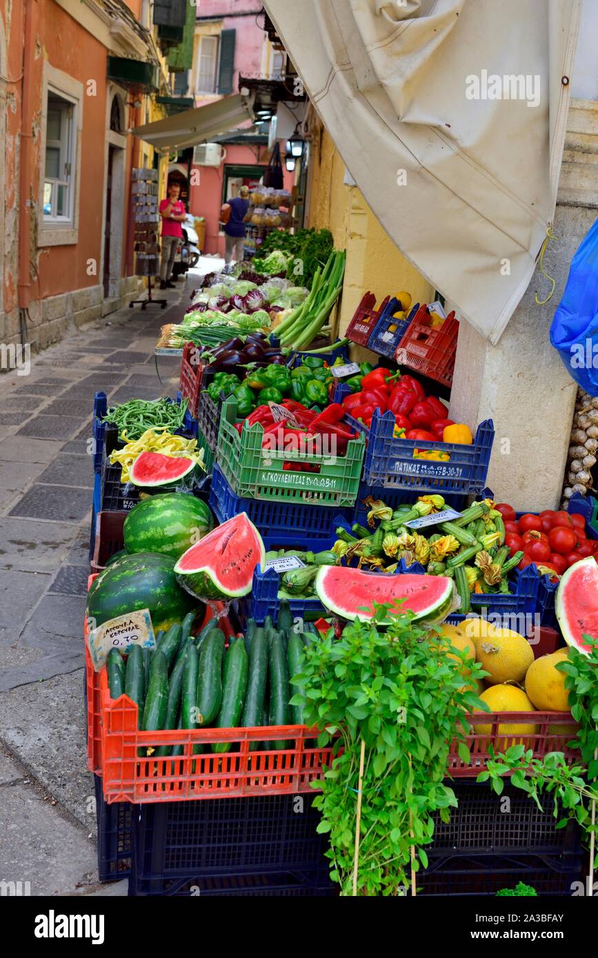 Local Fruit and vegetable shop,Corfu Old Town,Corfu,Kerkyra,Kerkira ...