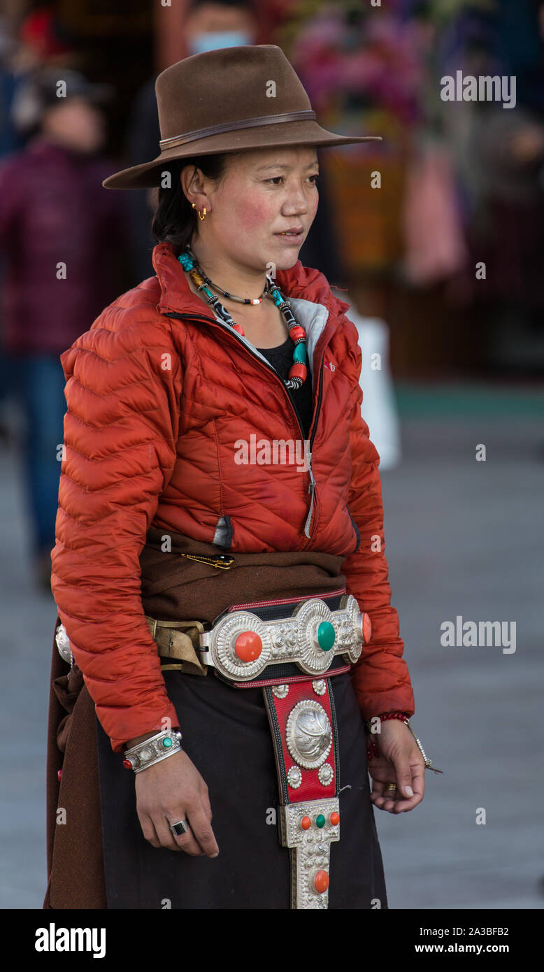 A young Tibetan woman from the Kham region of eastern Tibet on a ...