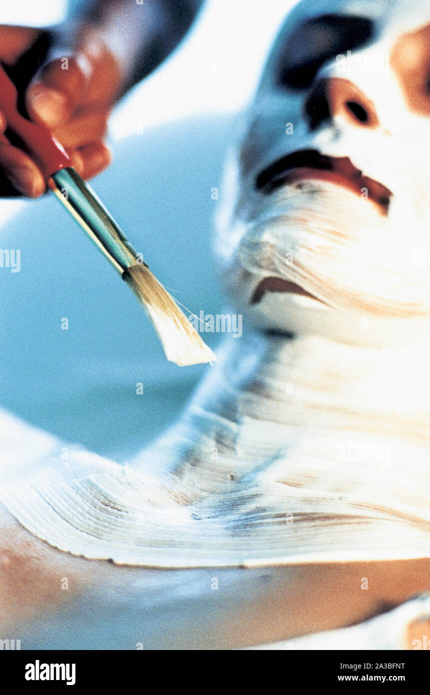 mud bath tretment over the face Stock Photo - Alamy