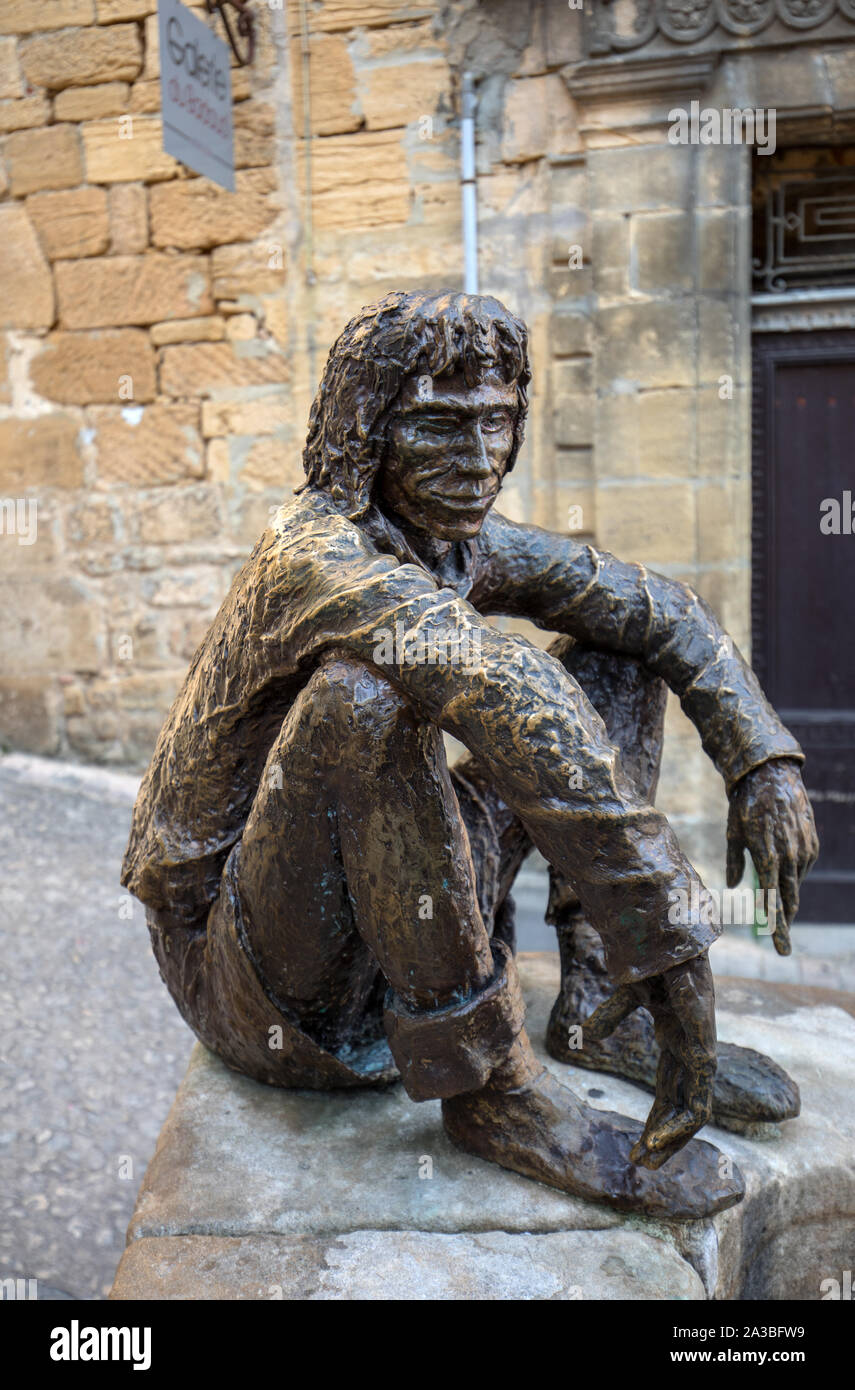 Sarlat, France - September 2, 2018: The Badaud statue by Gerard Auliac ...