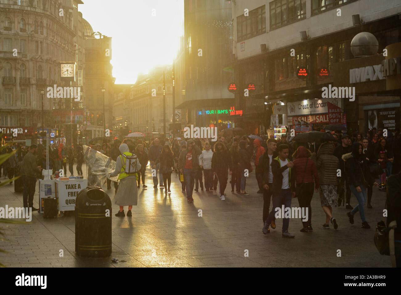 Very busy street in Central London. Many tourist and locals in their ...