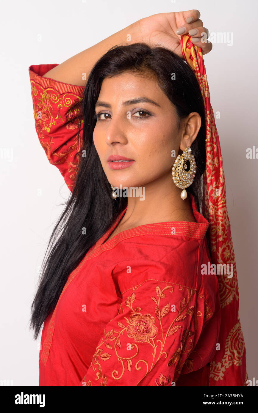 Face of young beautiful Persian woman in traditional clothing Stock ...