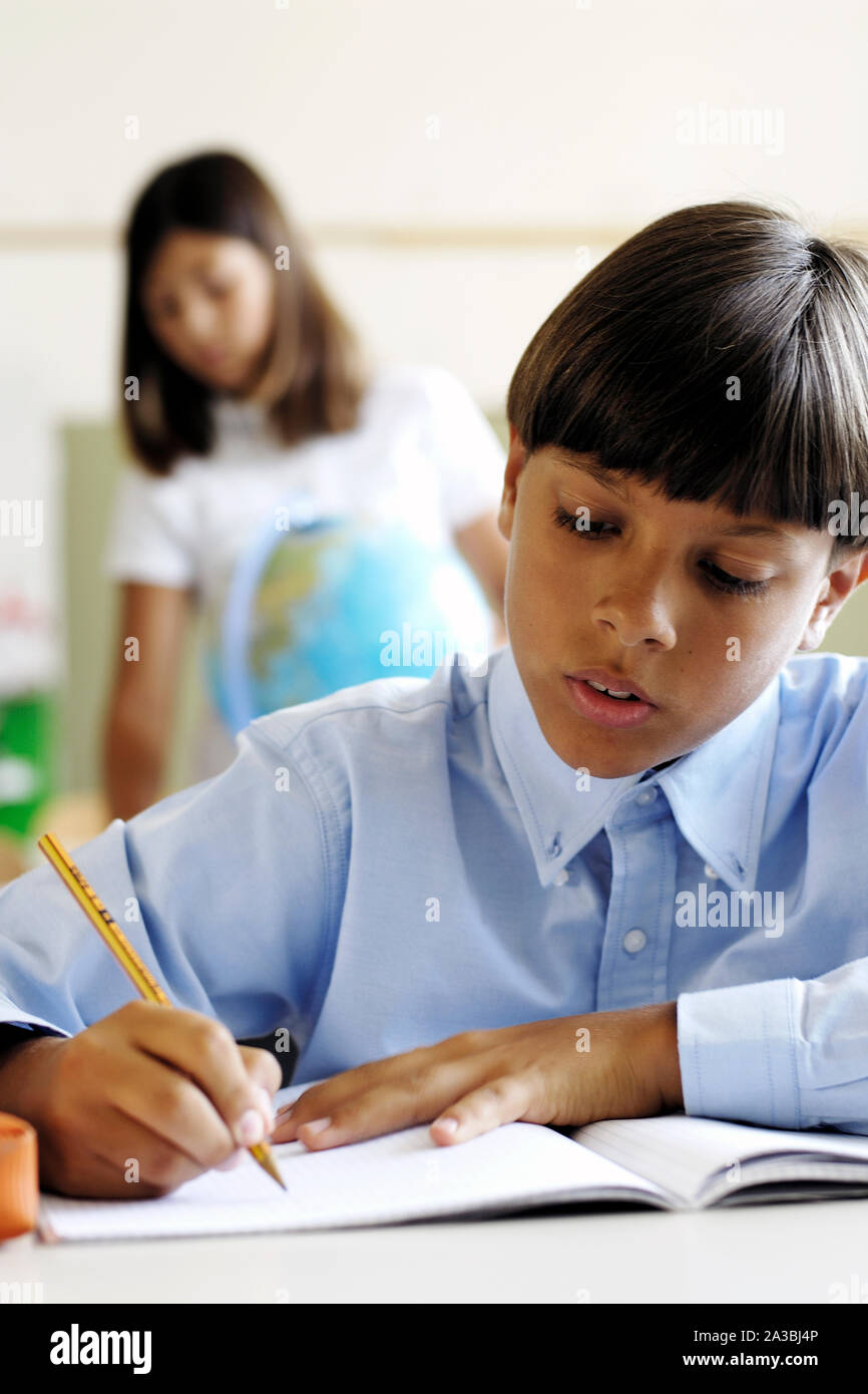 little boy writing Stock Photo - Alamy