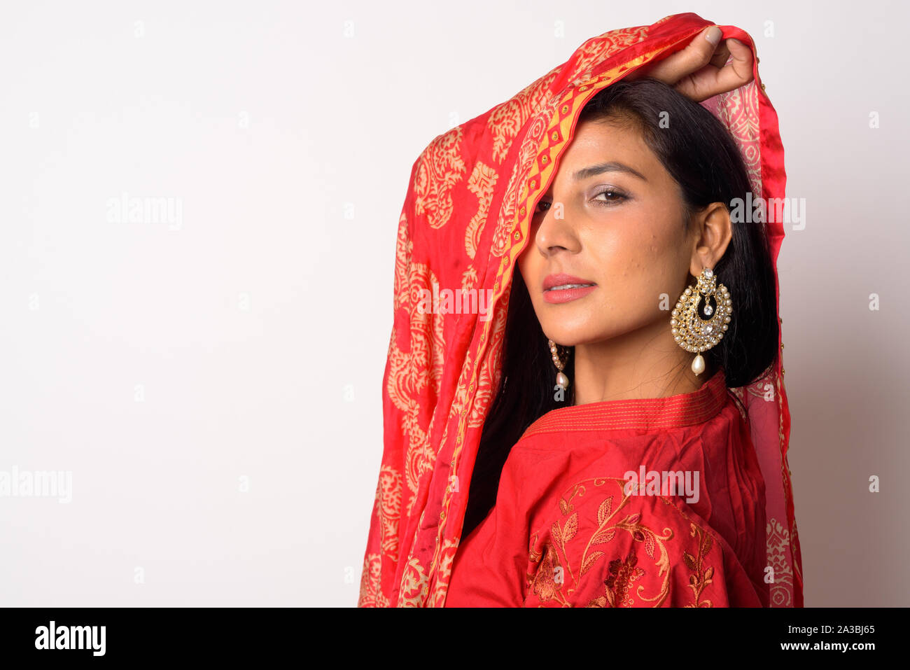 Face of young beautiful Persian woman in traditional clothing Stock ...