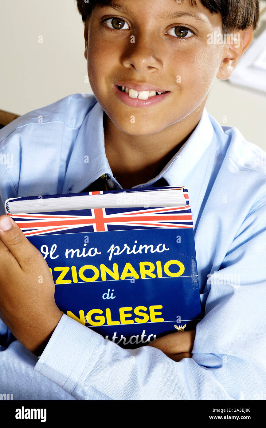 little boy, english book Stock Photo - Alamy