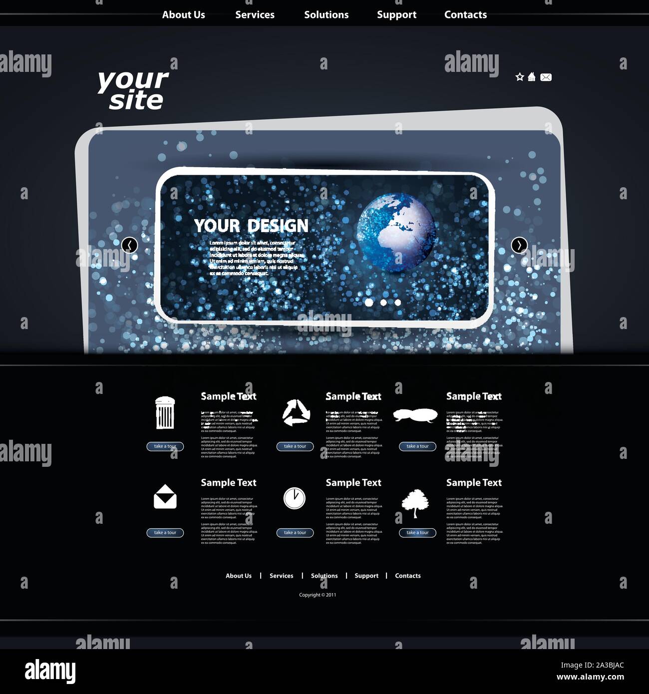 Abstract Dark Blue Modern Style Business Web Site Design Template with ...