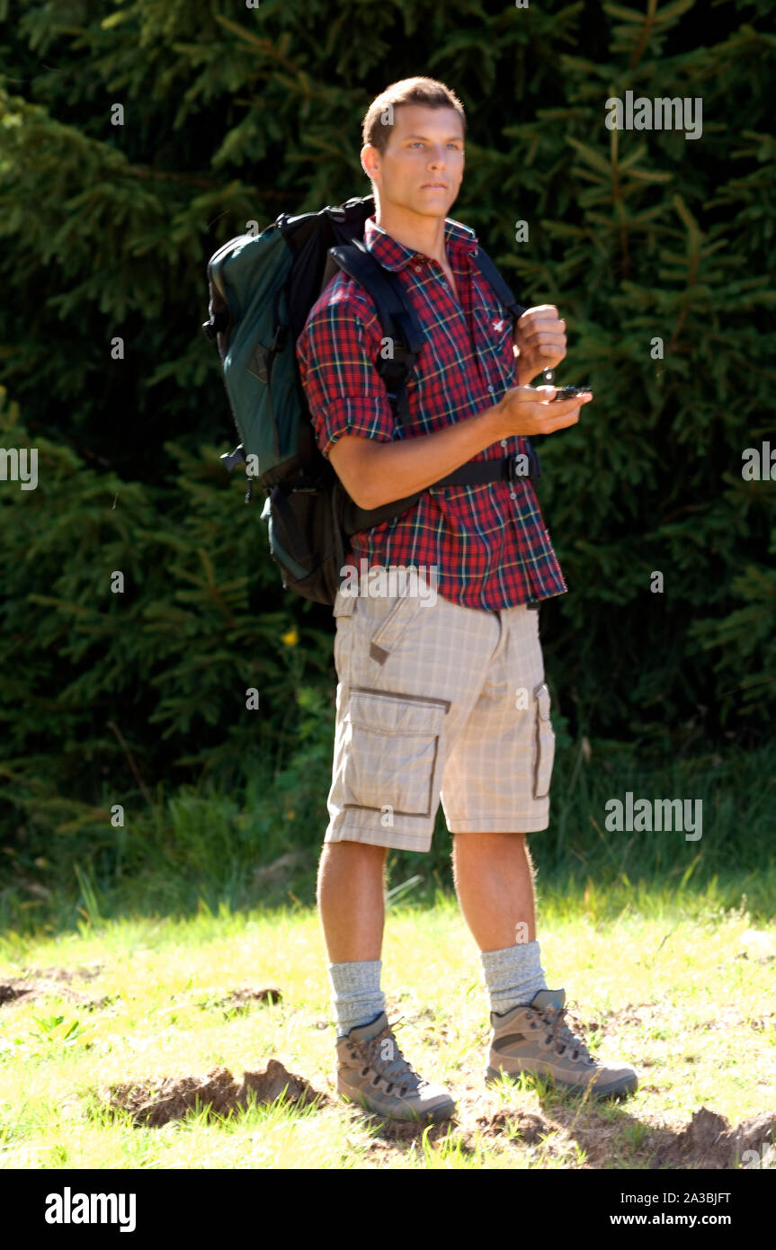 man with compass, mountain Stock Photo - Alamy