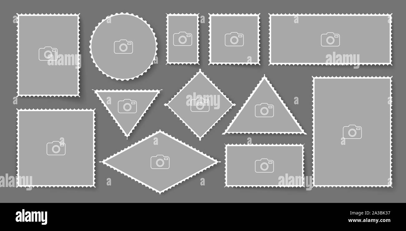 Blank post stamp. Perforated postage sticker set. Different postal ...