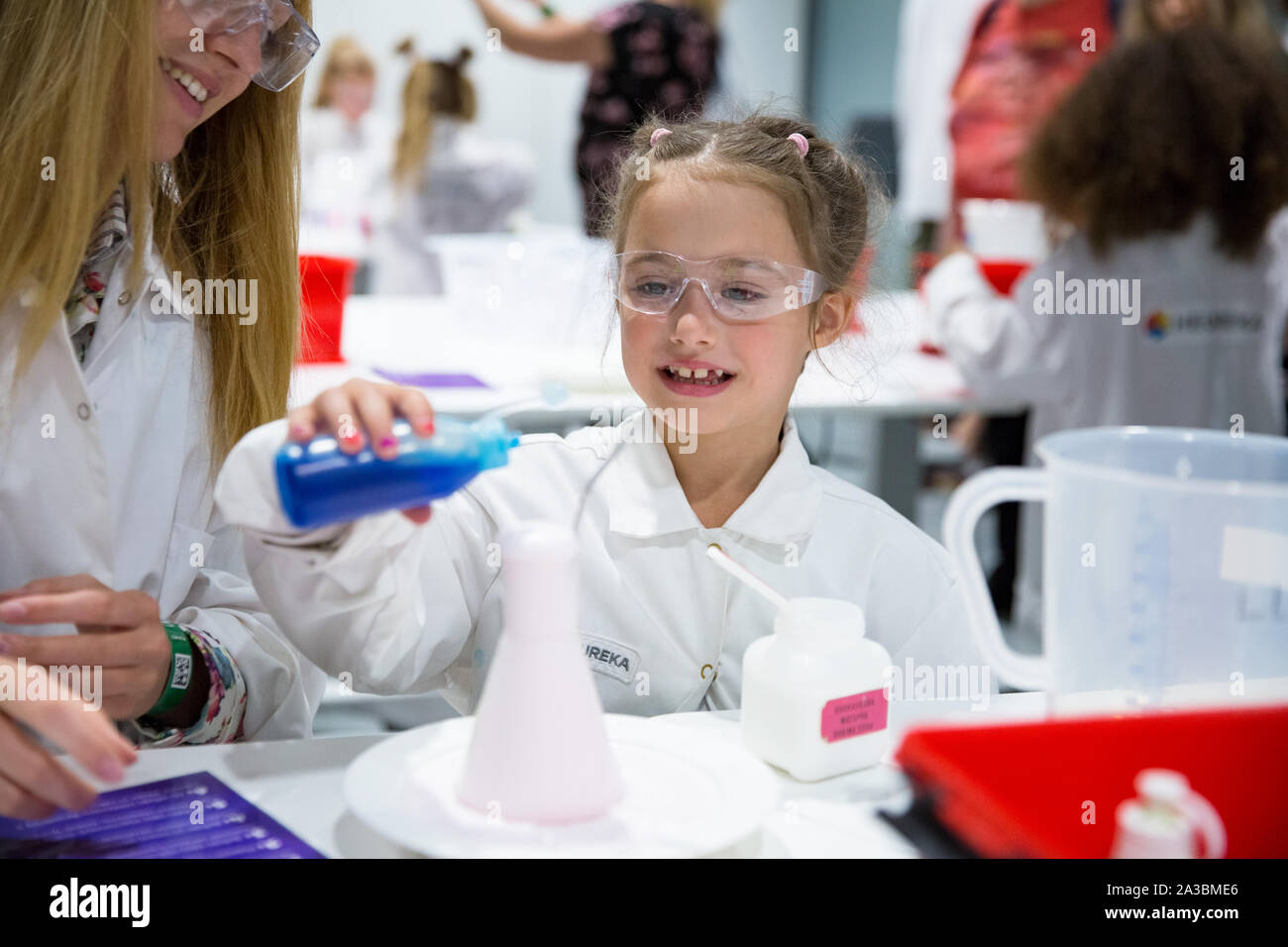 Finnish science center Heureka in Vantaa. Children's chemical ...