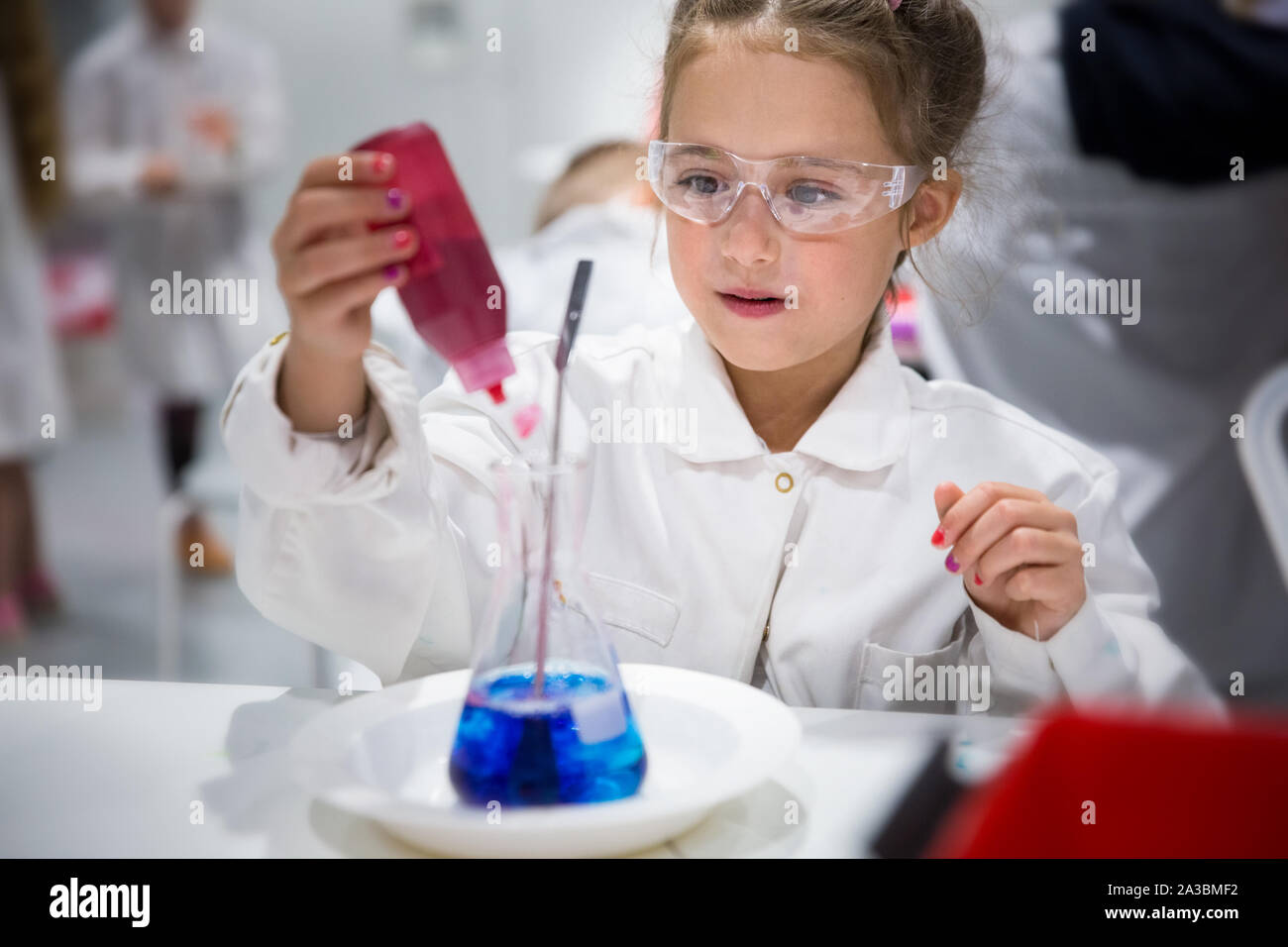 Finnish science center in Vantaa. Children's chemical laboratory in the ...