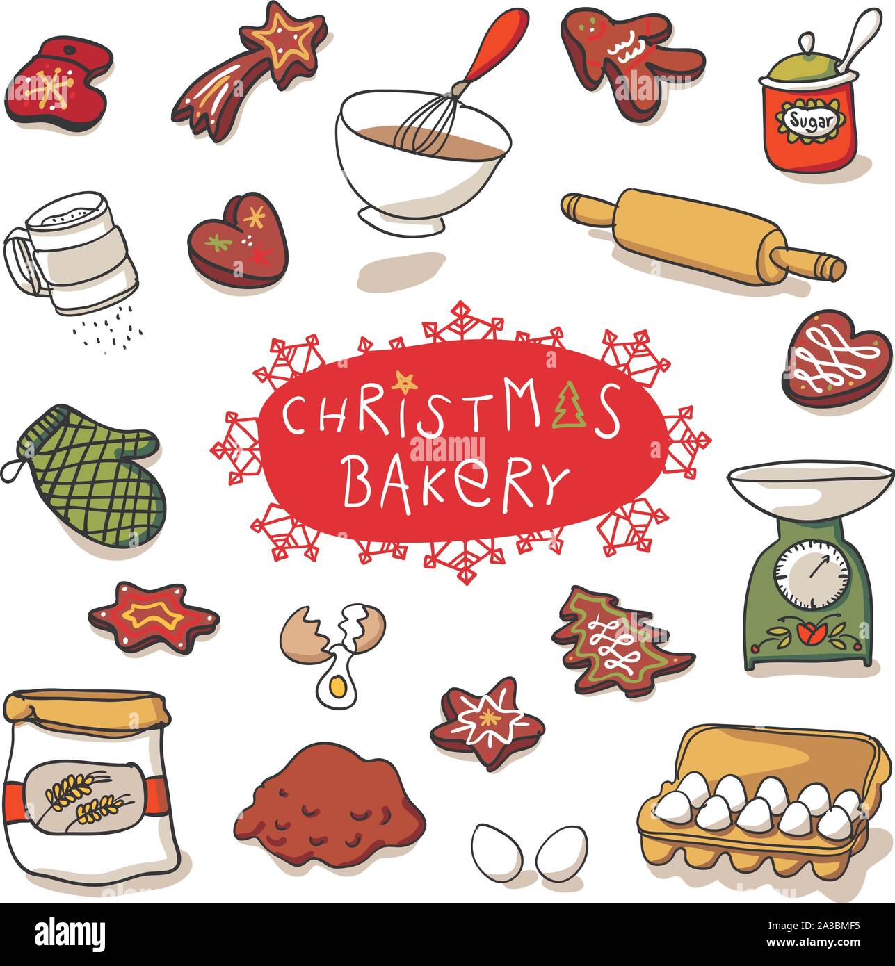 Christmas bakery with gingerbread and bakery utensils- decorative for ...