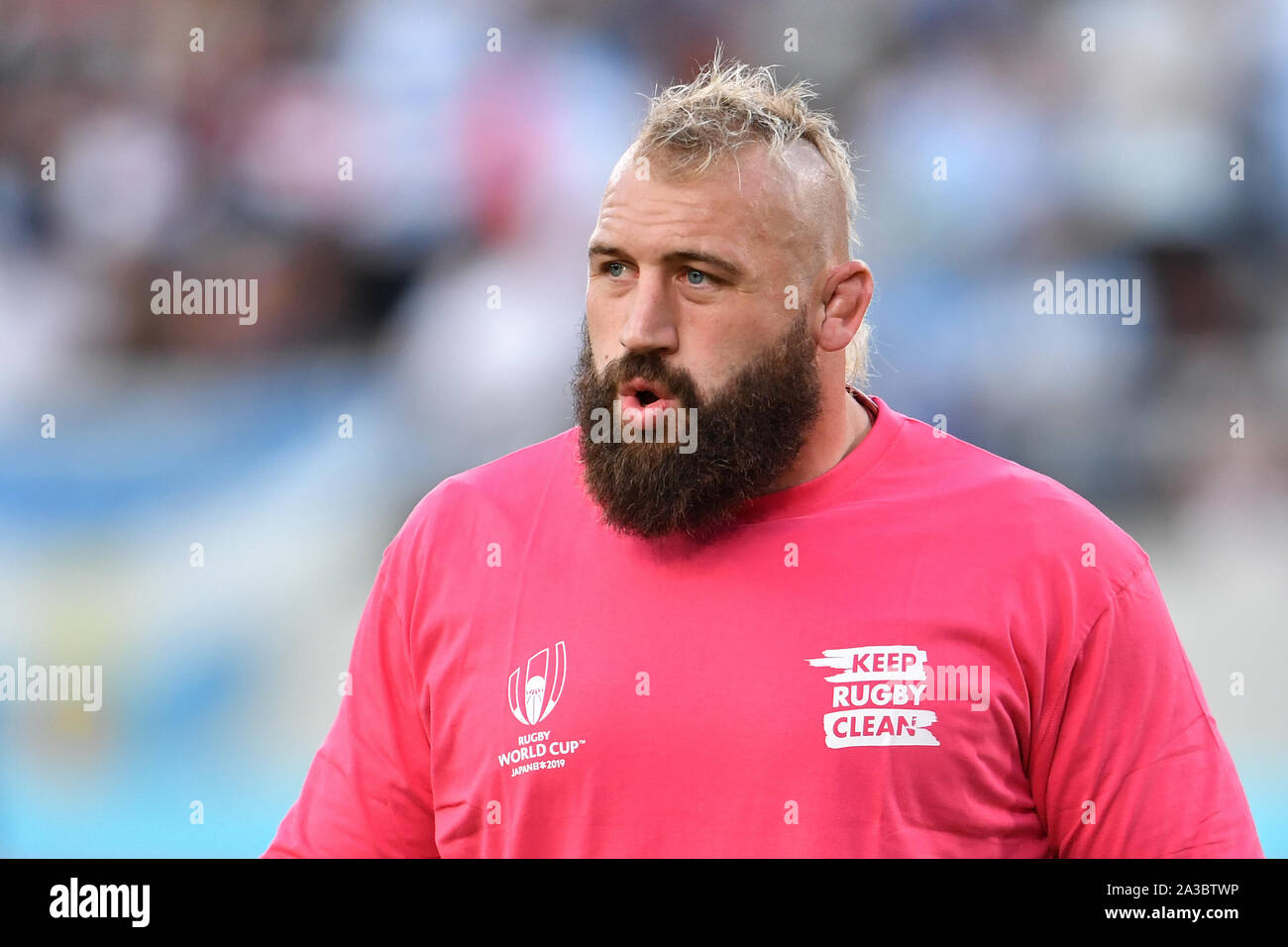 England's Joe Marler during the pre match warm up before the 2019 Rugby ...