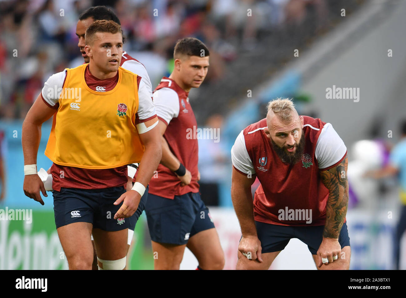 England's Joe Marler during the pre match warm up before the 2019 Rugby ...
