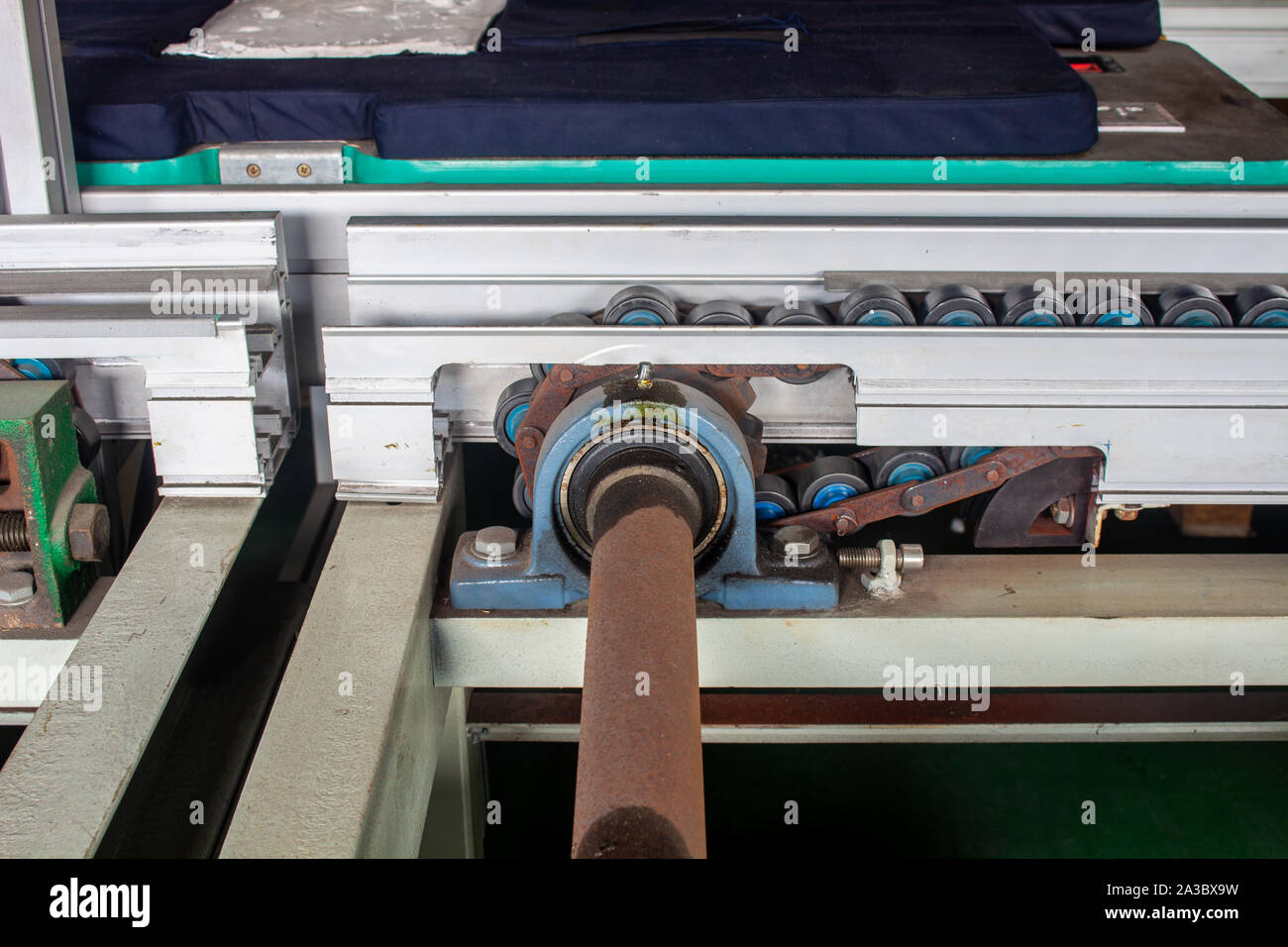 Conveyor chain drive shaft production line of the factory Stock Photo ...