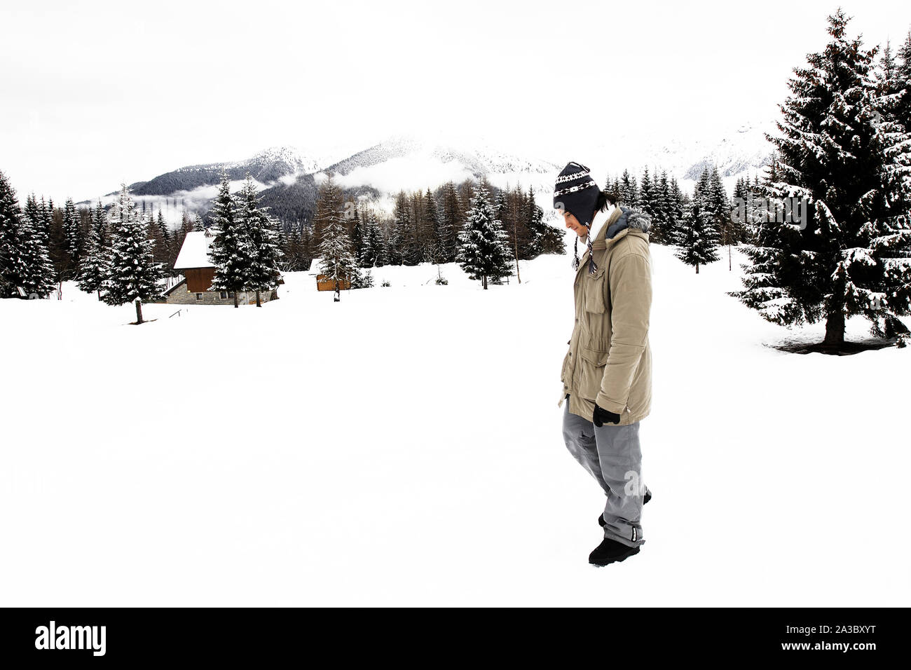 Snowy mountains landscape Cut Out Stock Images & Pictures - Alamy