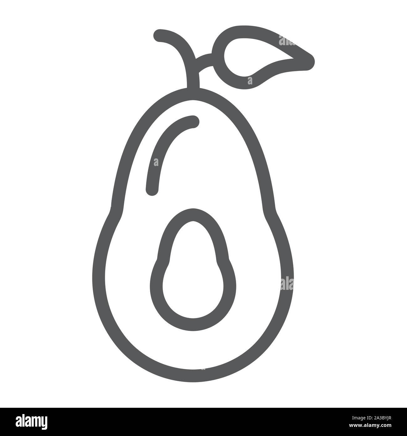 Avocado line icon, fruits and vegetables, diet food sign, vector ...