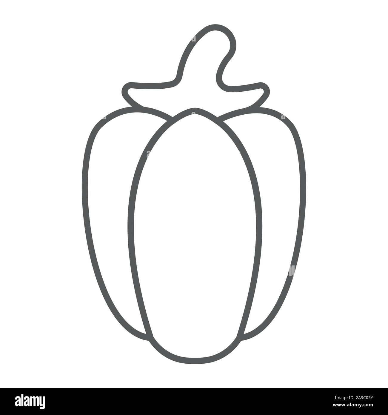 Bell pepper thin line icon, fruits and vegetables, capsicum sign ...