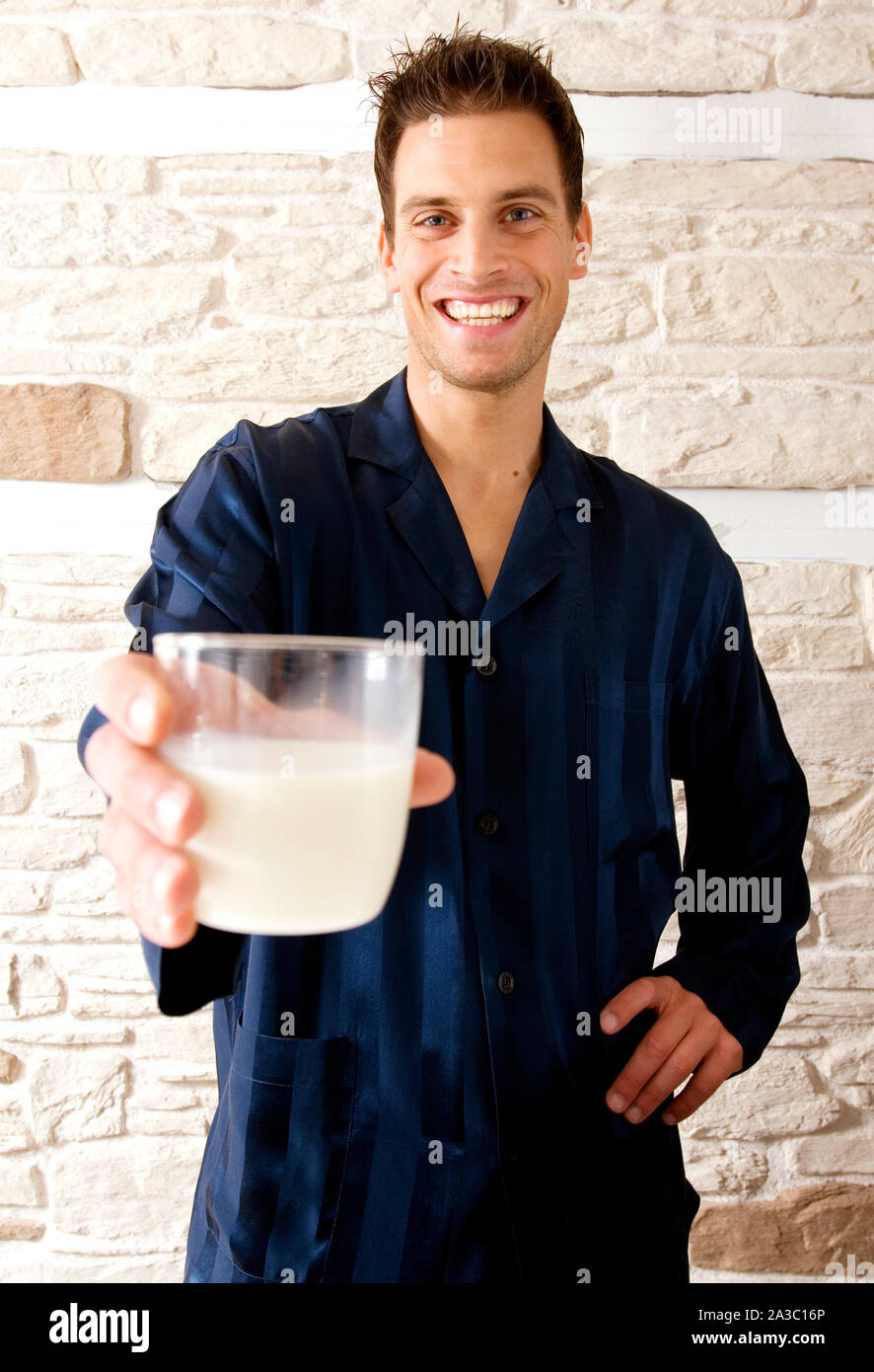 man drinking milk Stock Photo - Alamy
