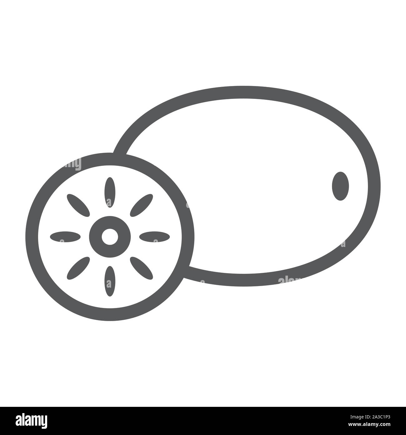 Kiwi line icon, food and fruit, vitamin sign, vector graphics, a linear ...