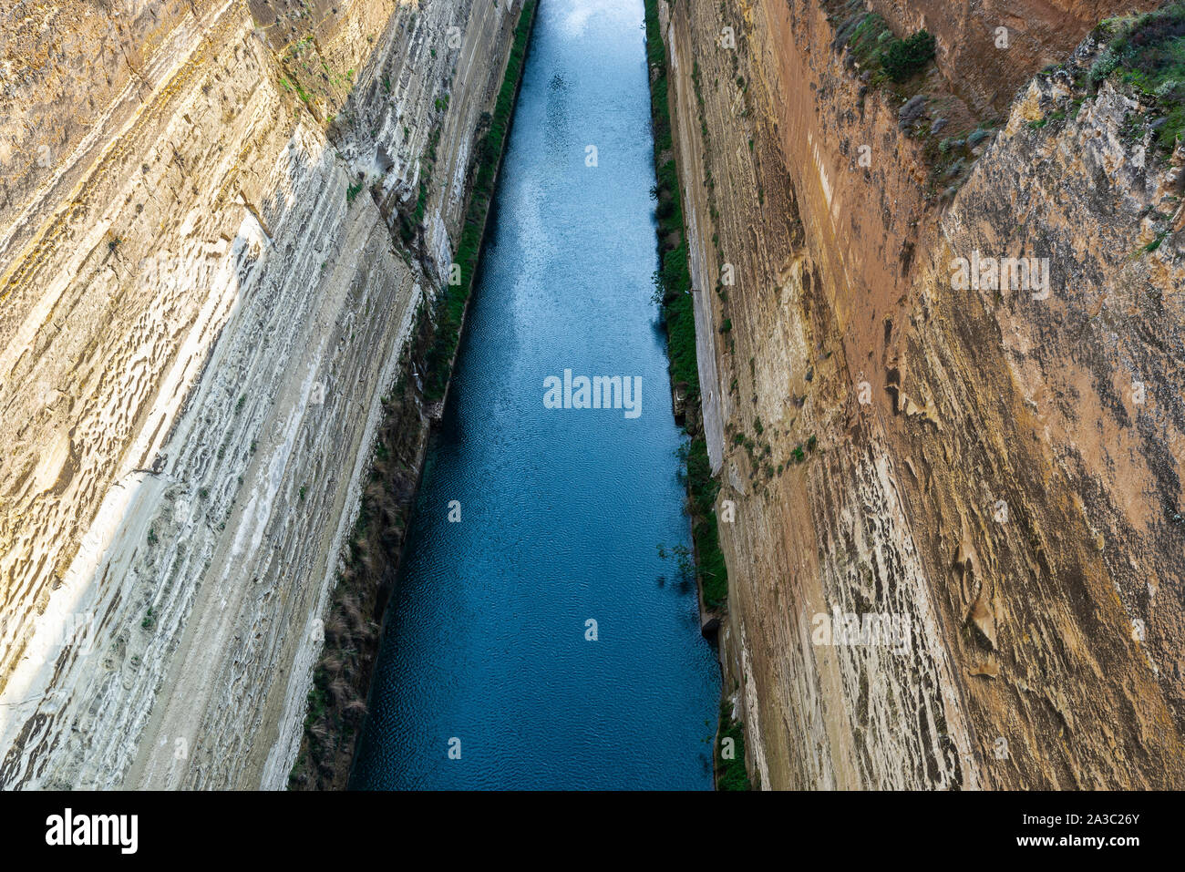 View of the Corinth Canal in the Isthmus of Corinth, Greece Stock Photo ...