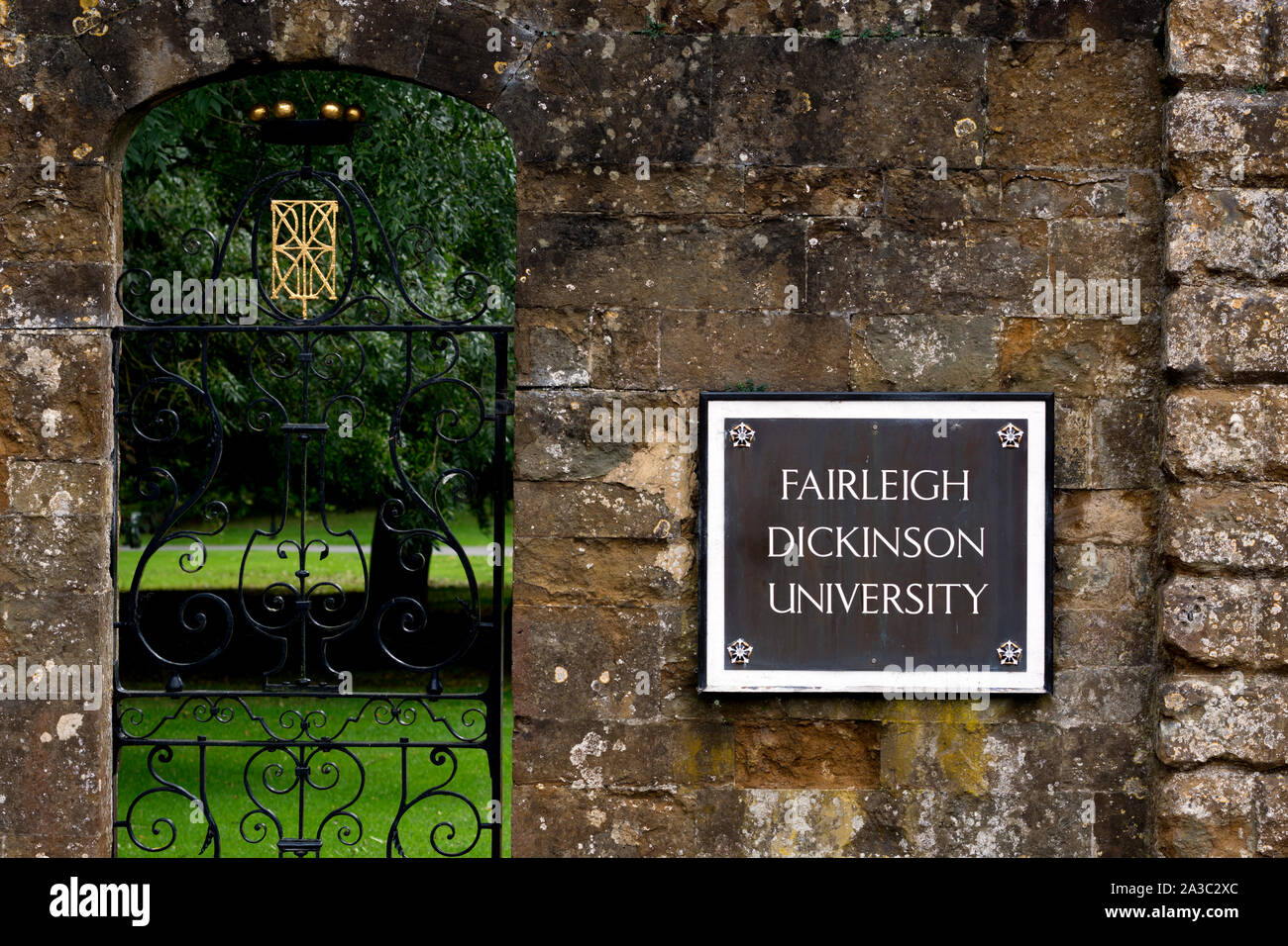 Fairleigh Dickinson University sign, Wroxton, Oxfordshire, England, UK ...