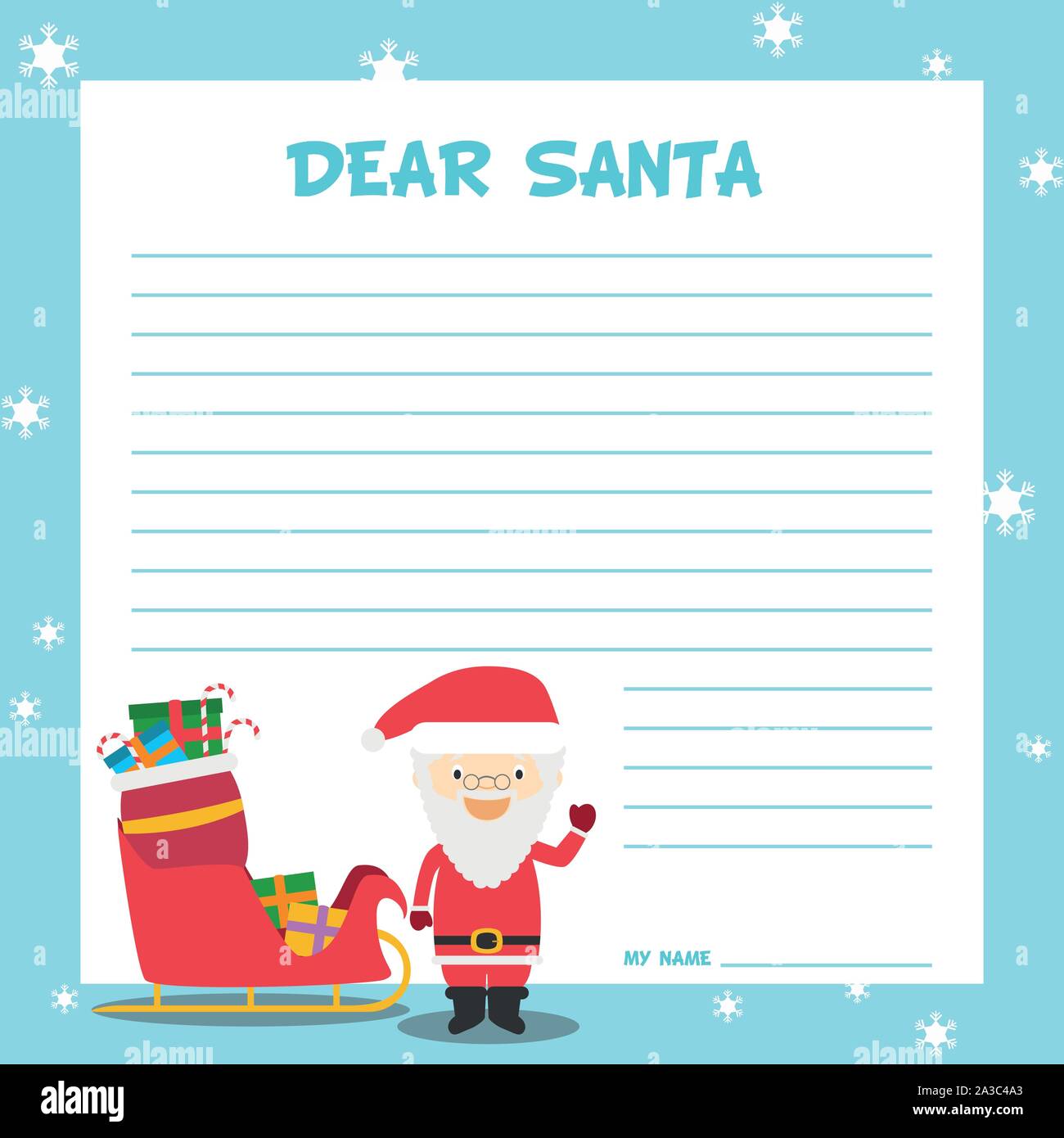 Santa Claus letter template vector illustration for Christmas time ...