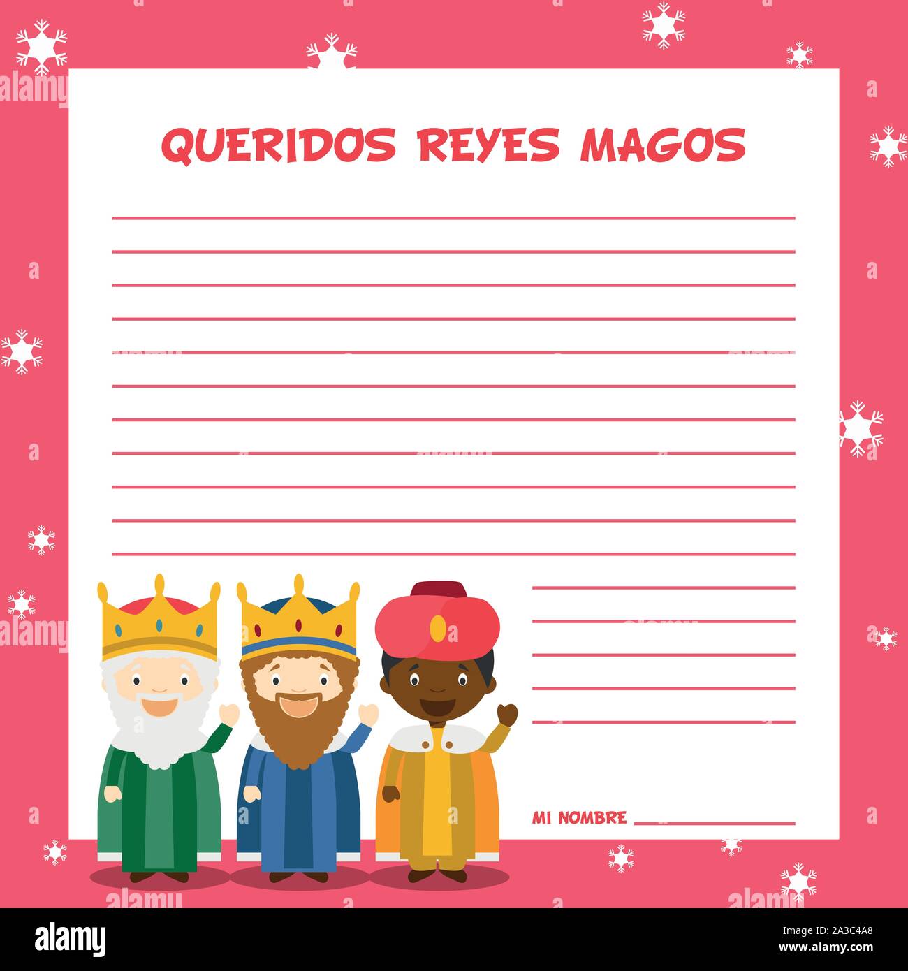 Three Wise Men letter template vector illustration for Christmas time ...