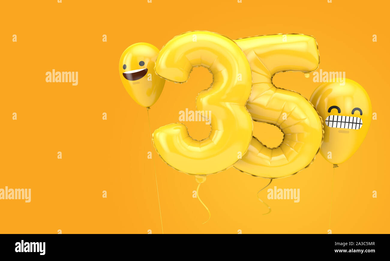Happy 35th birthday yellow hi-res stock photography and images - Alamy