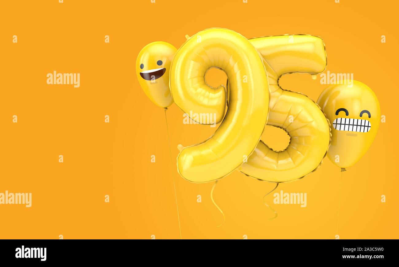 Number 95 birthday ballloon with emoji faces balloons. 3D Render Stock ...