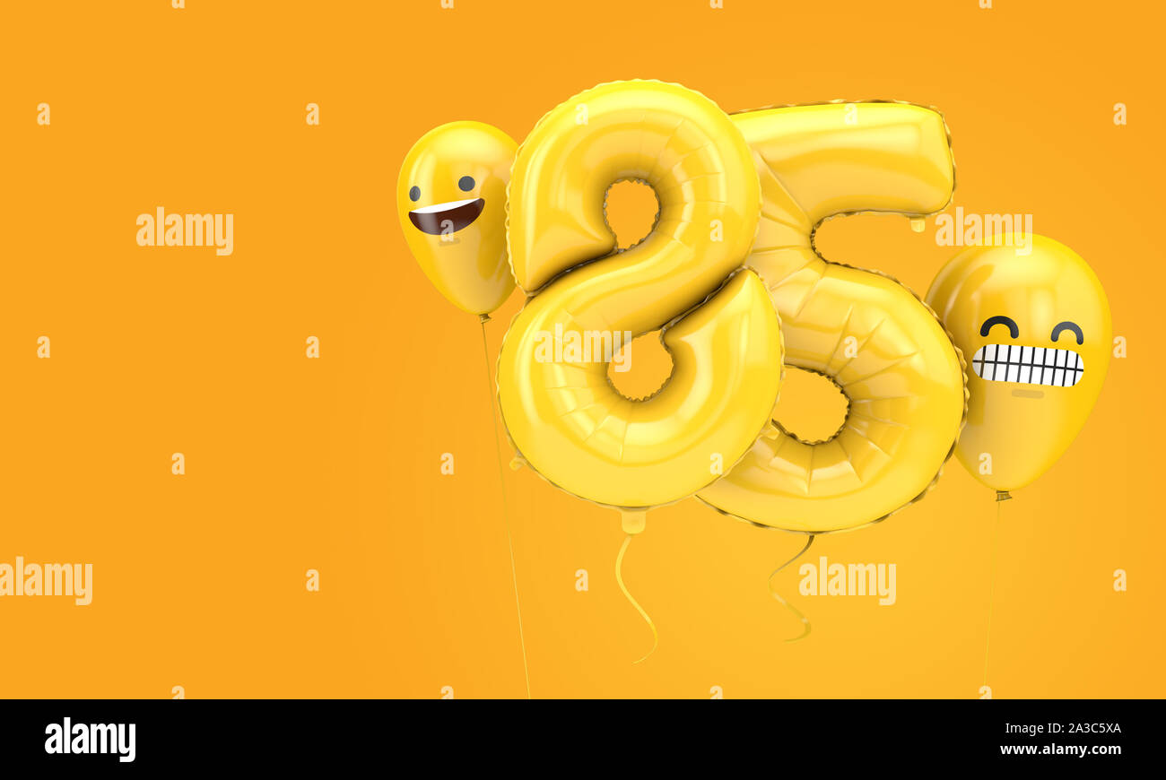 Number 85 birthday ballloon with emoji faces balloons. 3D Render Stock ...