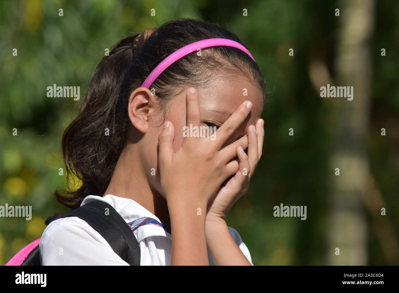 Pretty Diverse Female Student And Fear Stock Photo - Alamy