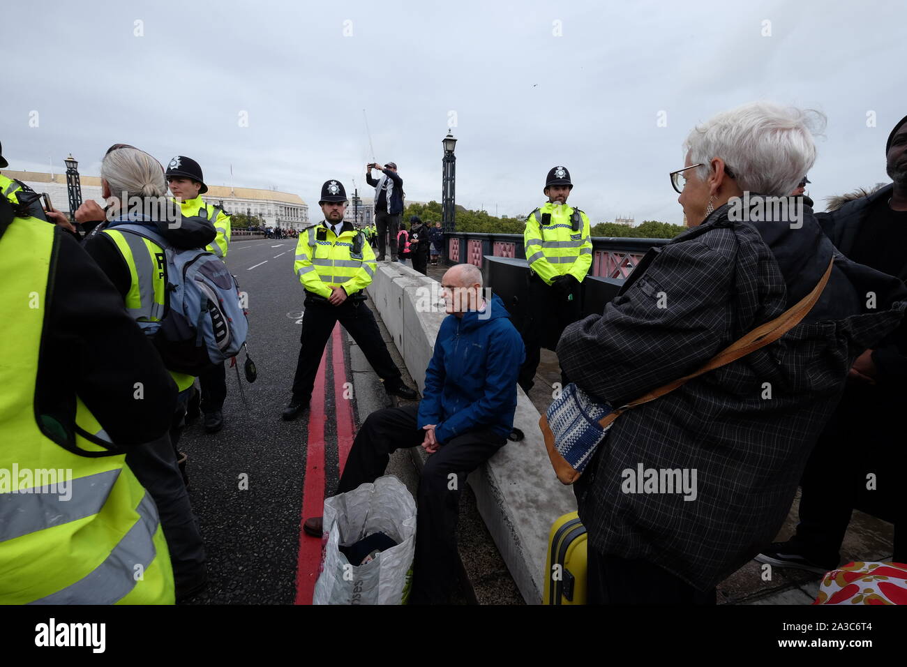 Lambeth Bridge blocked by XR Stock Photo - Alamy