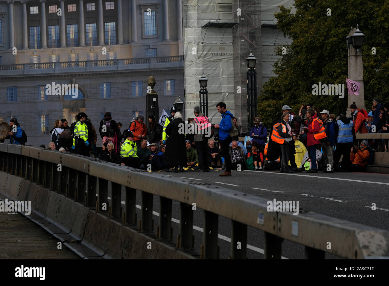 Lambeth Bridge blocked by XR Stock Photo - Alamy