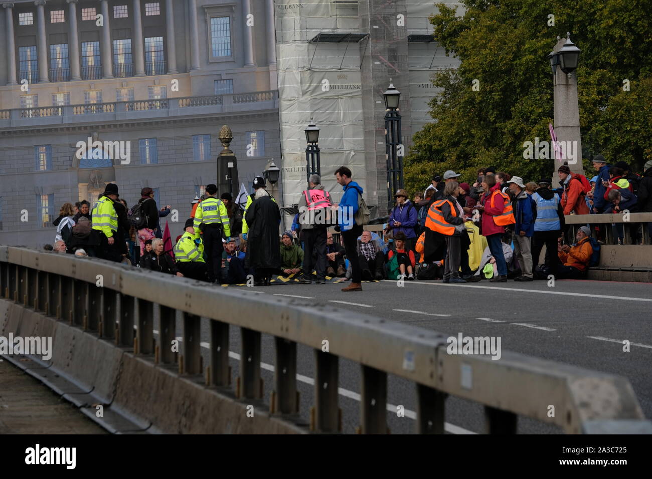 Lambeth Bridge blocked by XR Stock Photo - Alamy